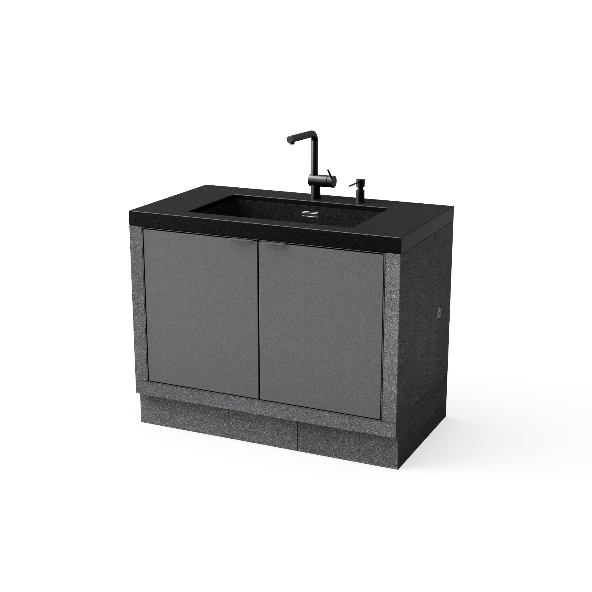 AURUM Module 114 Sidetable Black Silgranite Sink 70 + Black Tap – Tuozi
